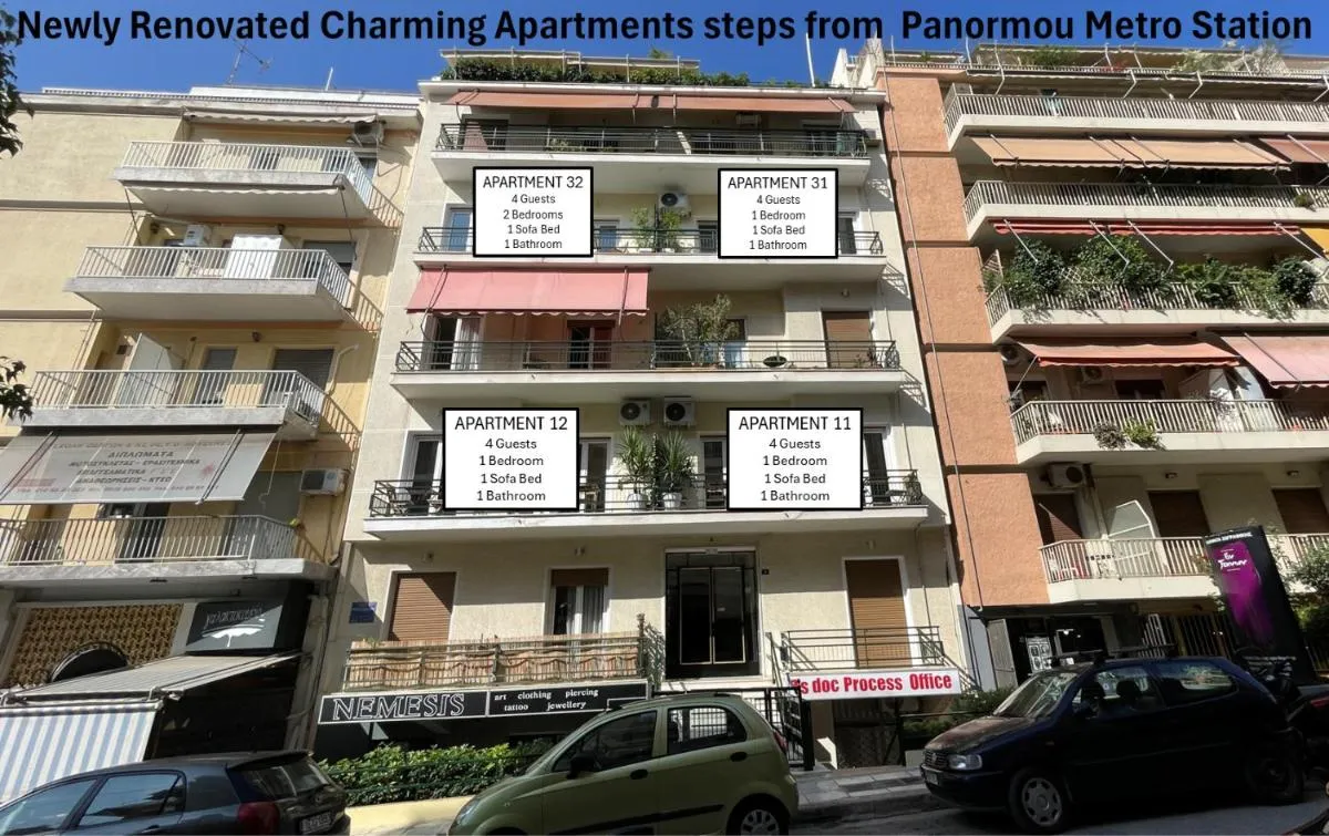 4 Newly Renovated Charming Apartments steps from Panormou Metro Station ...